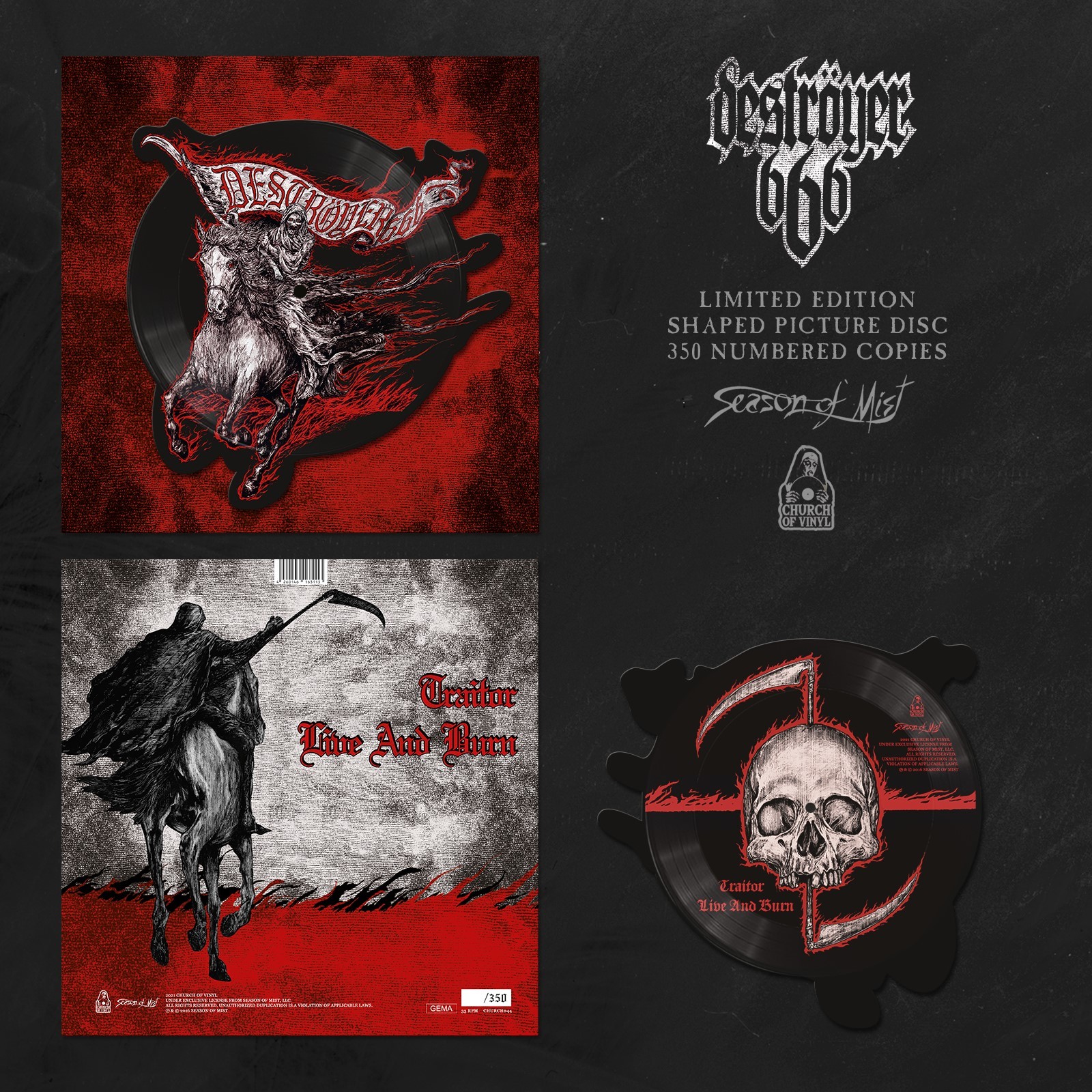 DESTROYER 666 Traitor PICTURE SHAPE DISC VINYL Ltd 350 – ALONE – Metal ...